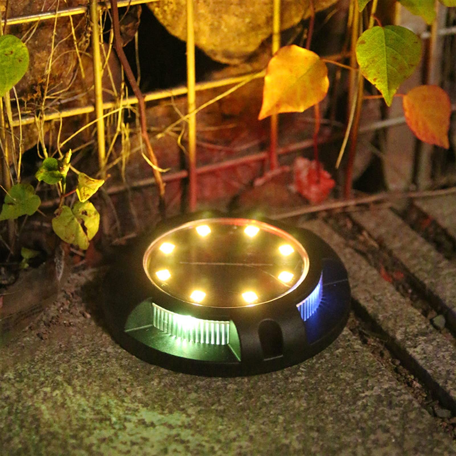 KOVOSCJ Solar Solar Underground Lights Outdoor Garden Lights Waterproof Home Garden Lawn Floor Lights Decorative Stair Step Night Lights Waterproof (Size : 4 Sided Blue 8 lamp White Light)