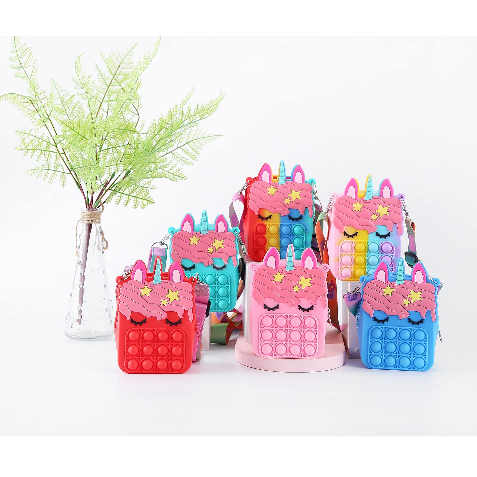 Unicorn Pop Purse for Girls Silicone Kids Bag Shoulder Toy Bubble Popper Lovely Sensory Stress Relief Students