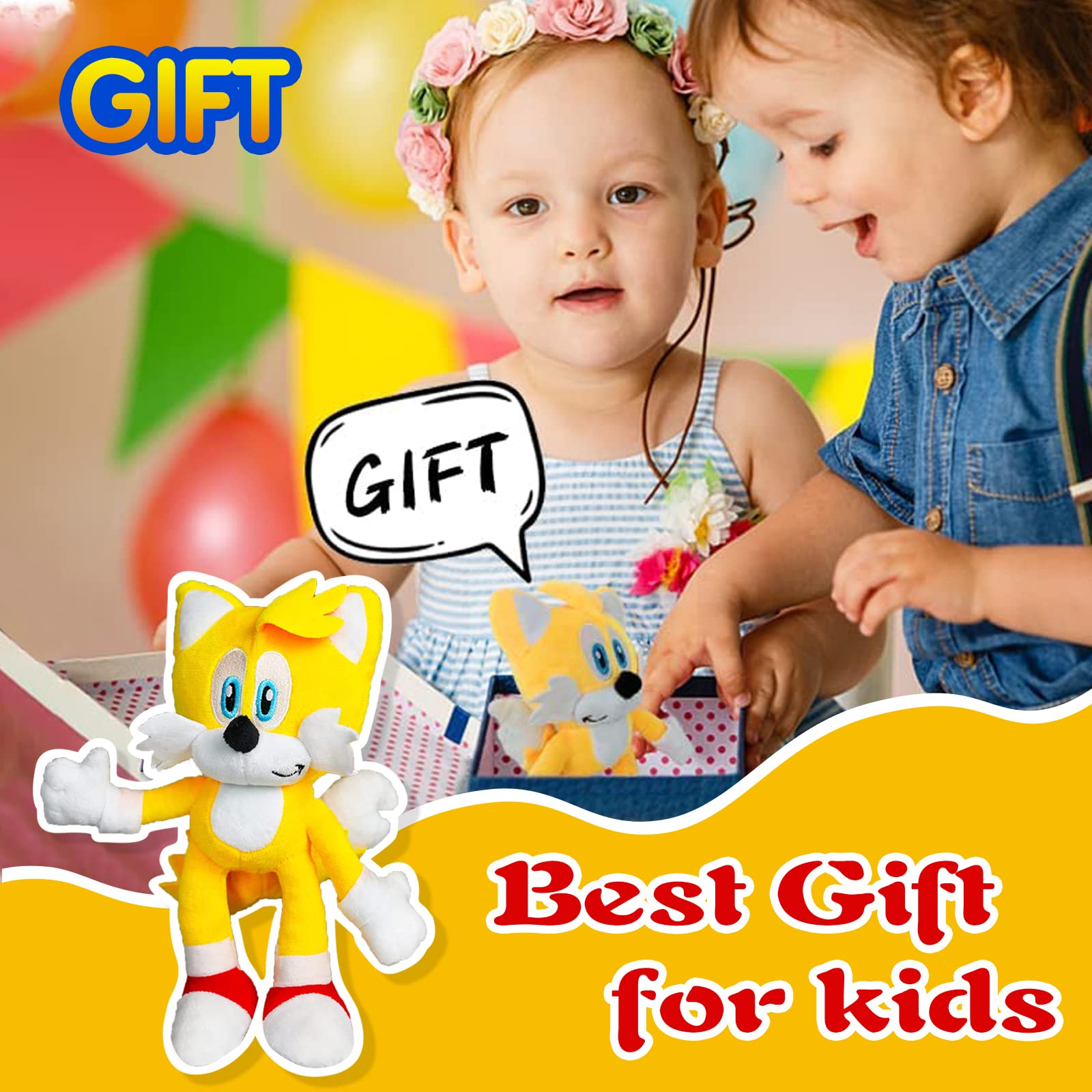 Ayaksmi Sonic Plush, 11'' Tall 2 Toys Figures Cotton Soft Stuffed Game Doll for Kids Boys Girls Gift B+r+y