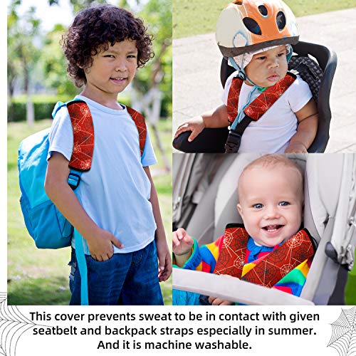 Spider Seat Belt Cover for Kids, Seat Belt Pad for Boys, Car Seat Straps Shoulder Pads for Kids, Kid's Seat Belt Cushion, Shoulder Strap Pad, 1 Piece(RED)
