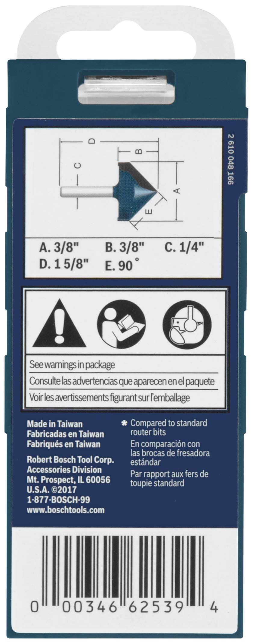 BOSCH 84300MC 3/8 In. x 7/16 In. Carbide-Tipped V-Groove Router Bit