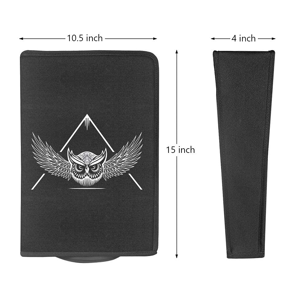 MASiKEN Dust Cover for PS5 Disc and Digital Edition, Waterproof Nylon Fabric PlayStation5 Console Cover Accessories, Protective Soft Neat Lining Anti Scratch, Easy Access Cable Port (Angry Owl)