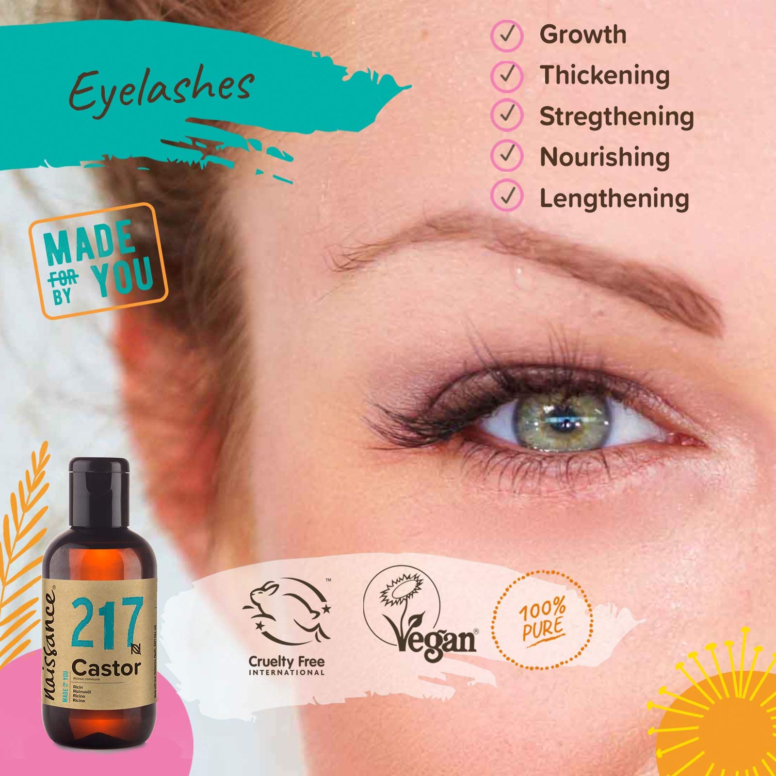 naissance Cold Pressed Castor Oil 4 fl oz - For Hair, Beard, Eyelashes, Eyebrows, Nails and Skin - Pure & Natural, Virgin, Unrefined, Vegan, Hexane-Free, Non GMO, Cruelty Free