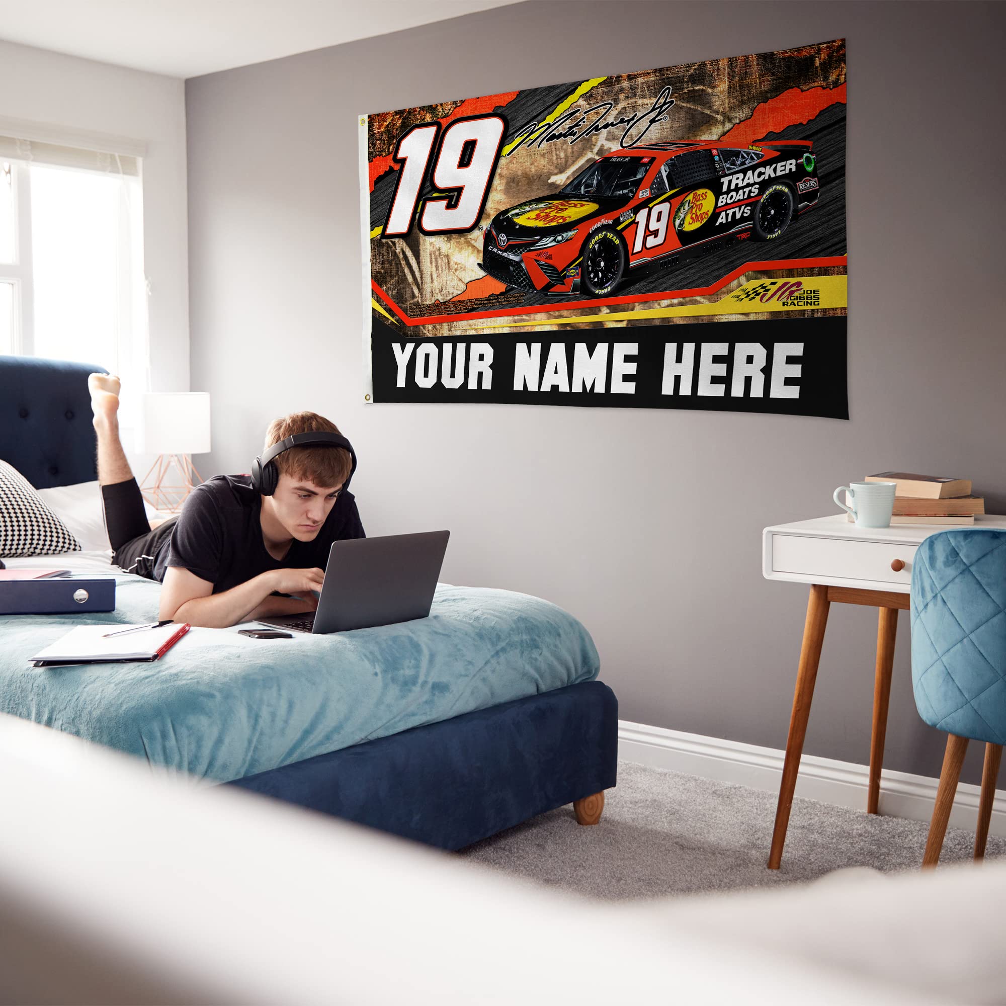 NASCAR Martin Truex Jr #19 BASS PRO SHOPS Personalized - Custom 3' x 5' Banner Flag - Made in The USA - Indoor or Outdoor Décor
