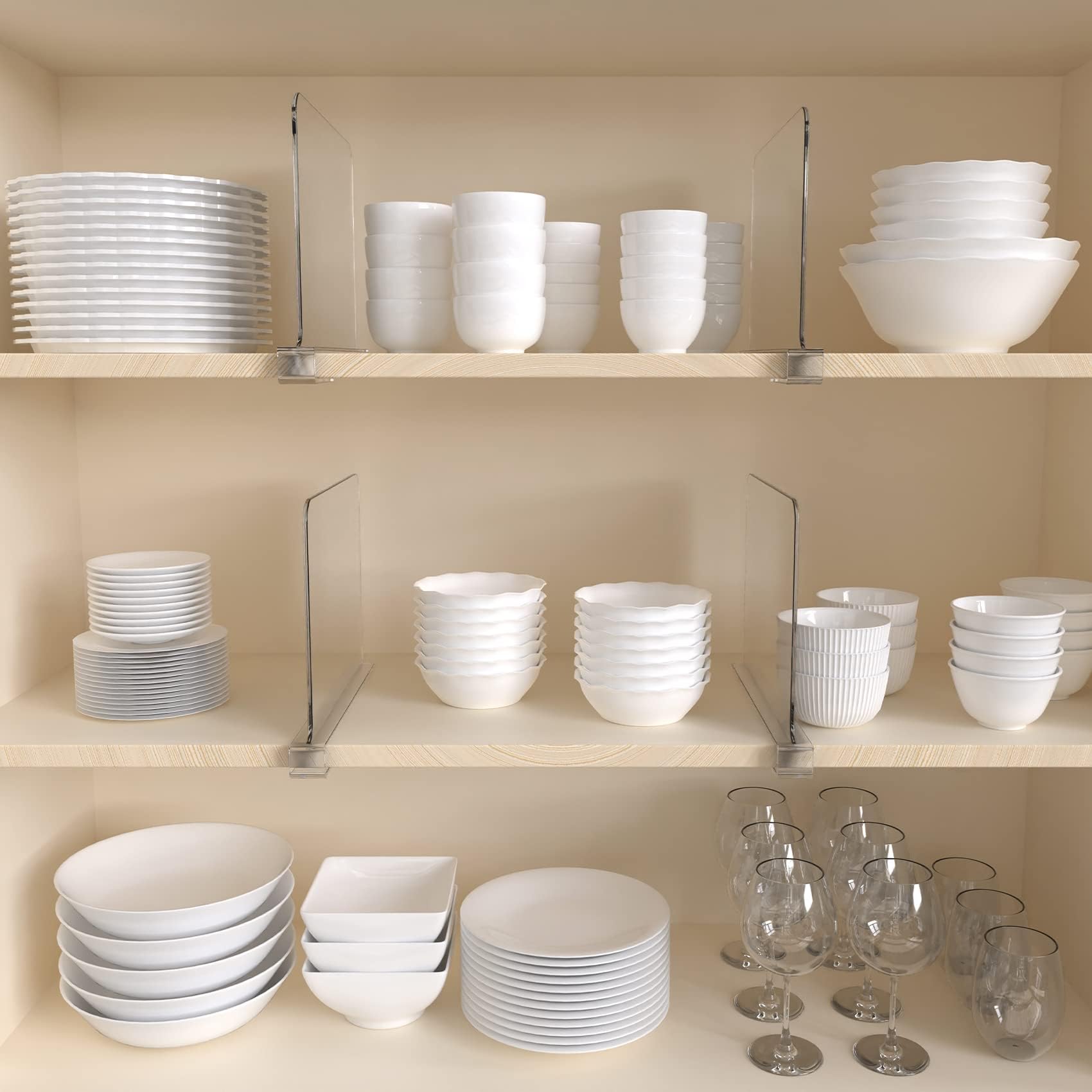 Hmdivor Acrylic Shelf Dividers for Closet Organization, Closet Shelf Dividers Closet Organizer for Wood Shelf and Cabinets Shelf in Bedroom, Kitchen and Office(6pcs)