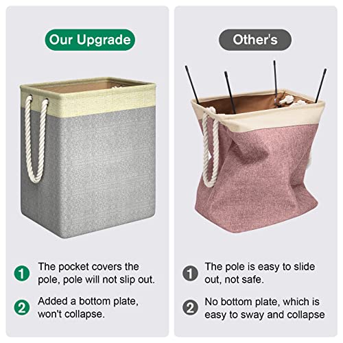 Laundry Basket,2-Pack Collapsible Linen Laundry Hampers,Tall Laundry Baskets,Dirty Clothes Hamper Laundry Organizer with Handles Laundry Bins for Bathroom Bedroom Dorm Toy Storage-grey