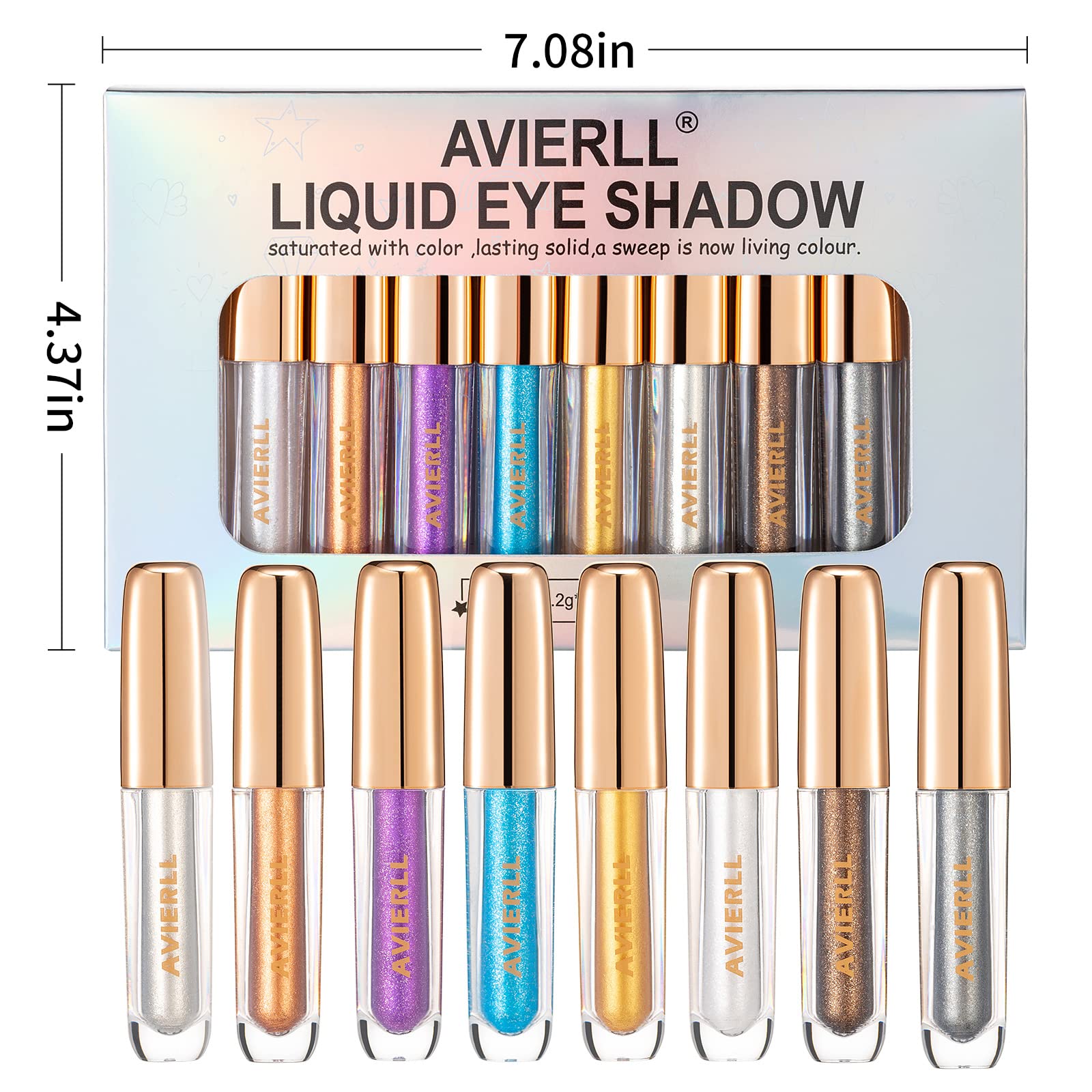 AVIERLL Liquid Eyeshadow Set 16Pens gold eyeshadow brown glitter eyeshadow eye glitter makeup eye shadow stick makeup Kit Quick-Drying Long Lasting