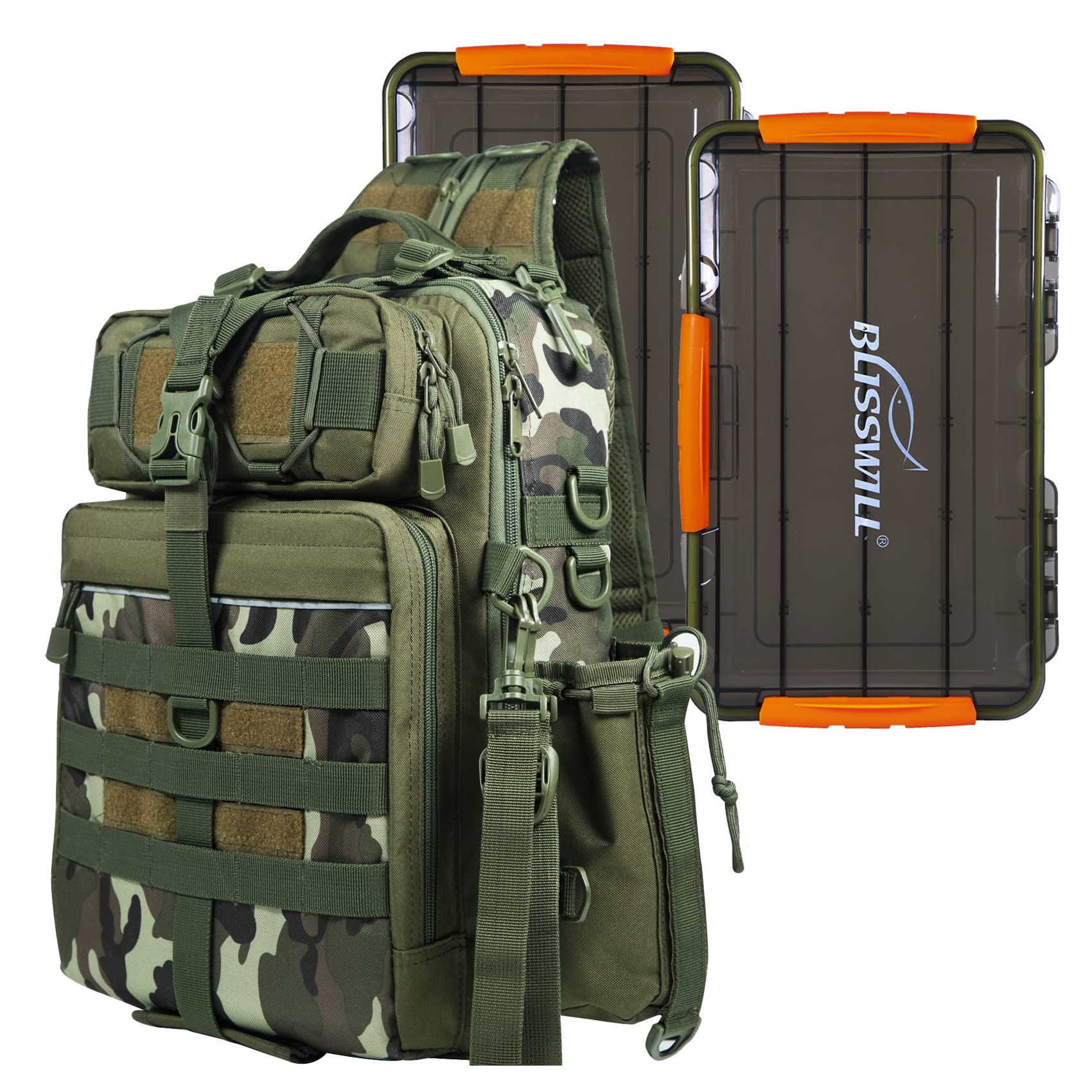 BLISSWILL Fishing Tackle Backpack with Two 3700 Fishing Tackle Boxes