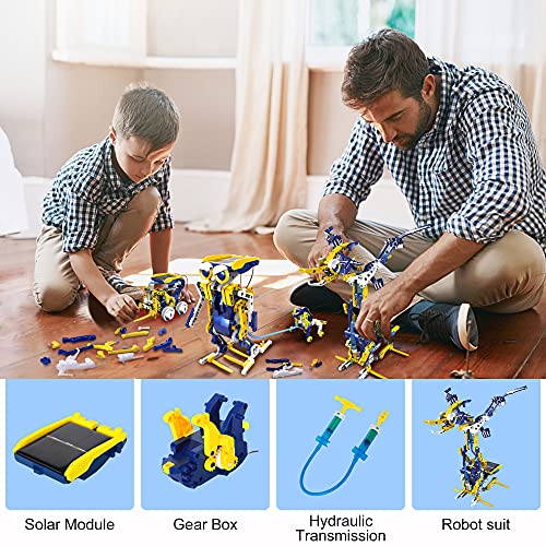 STEM Solar Project Toys 11-in-1, 231 Pieces Solar and Cell Powered 2 in 1, Educational DIY Assembly Kit Science Building Set Gifts for Kids Aged 8+