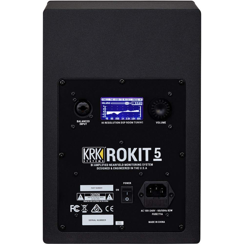 KRK ROKIT 5 G4 5" 2-Way Studio Monitor (Pair) Bundle with Mackie Big Knob Monitor Controller, 2x Pads 2x TRS-XLR Cable