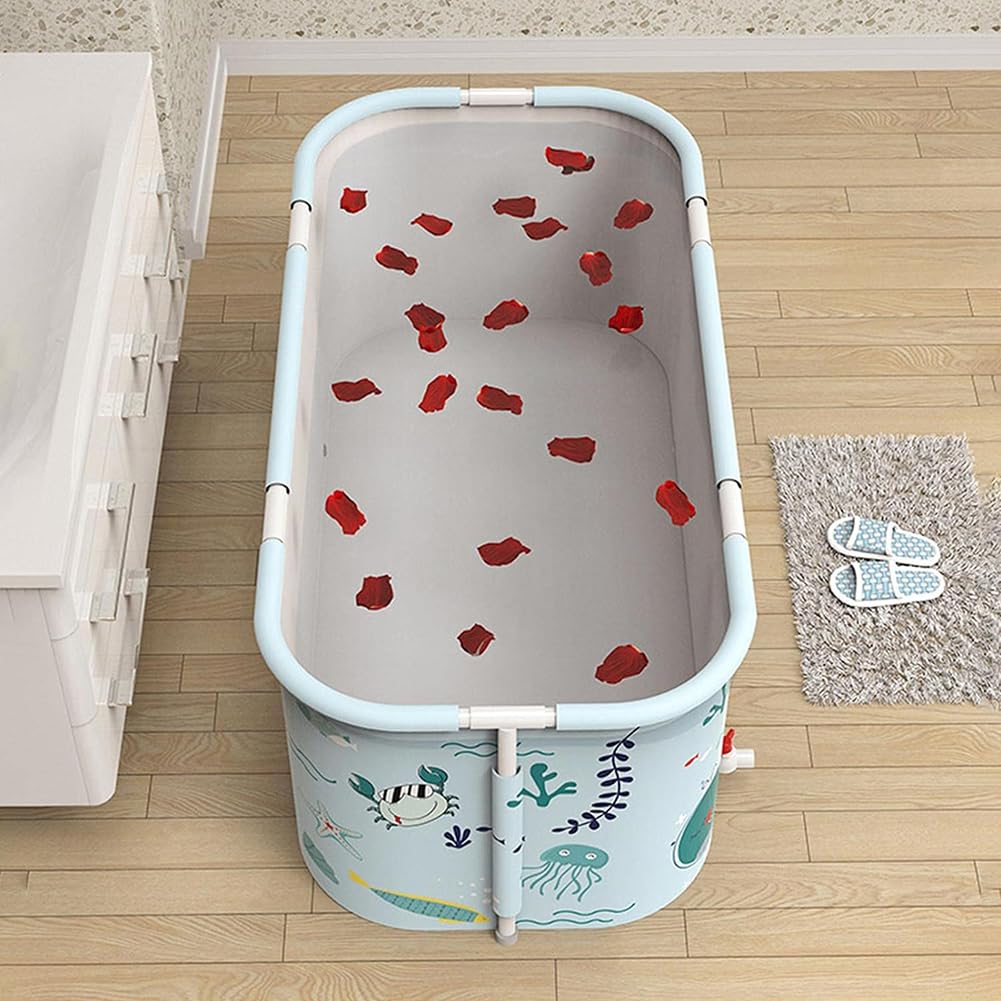 MegLob Mobile Bathtub, Freestanding Portable Bathtub with Alloy Bracket, Ice Bath Tub for Athletes, Ideal for Hot Bath Ice Bath, Compact Soaking Freestanding Bathtub for Shower Stall,L