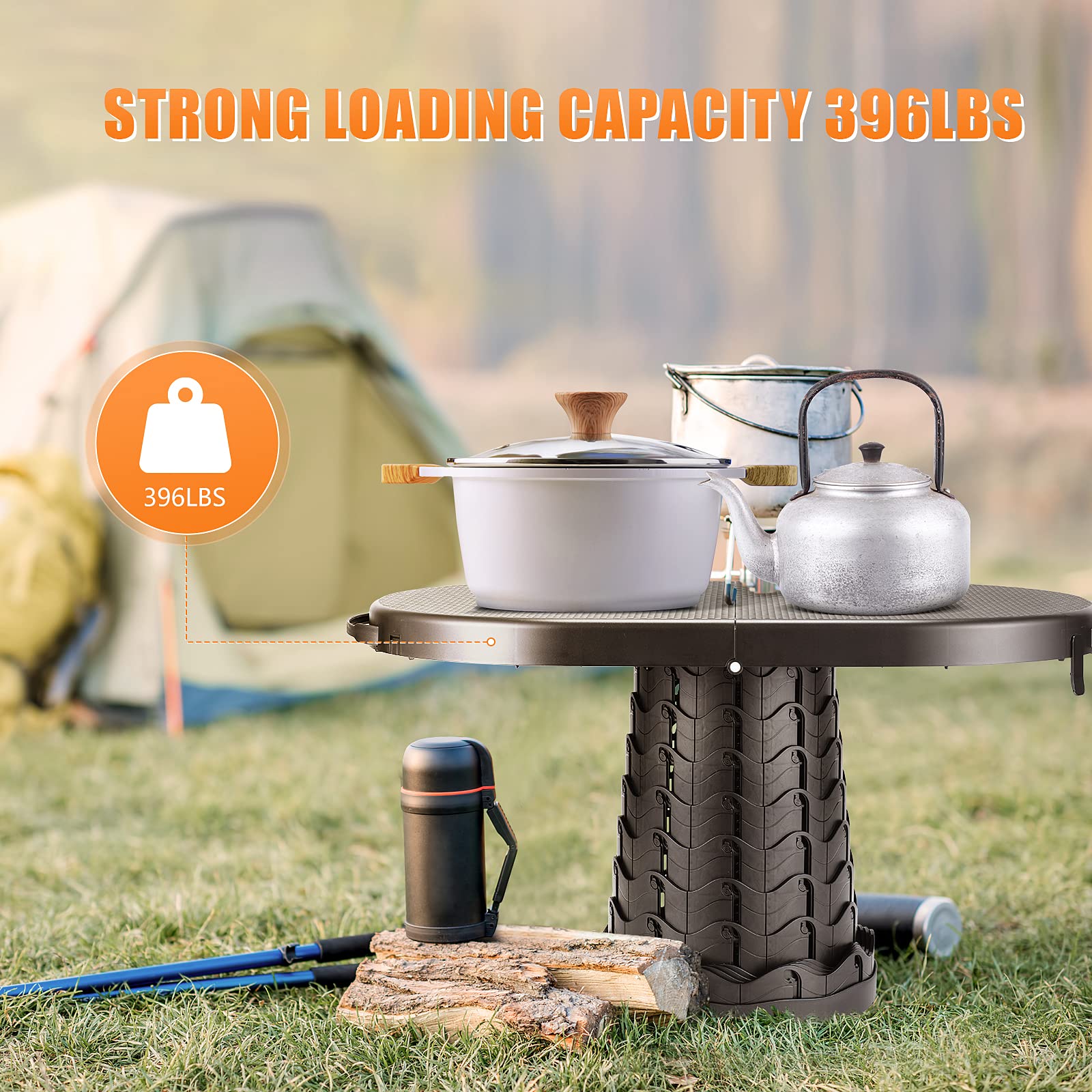 Ayburku Collapsible Stool – 2 in 1 Portable Chair Mini Table – Ultra Light Easy to Carry Retractable Stool Works As Coffee Table, Small Table – Heavy Duty Plastic Telescopic Stool for Camping, Picnic