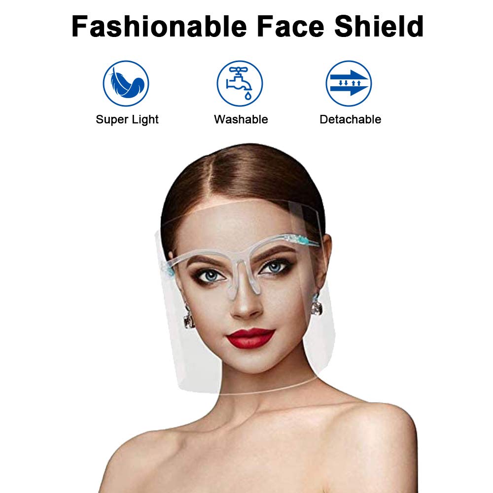 BREAKIX [25 PCS] - 15 PCS Shield + 10 PCS Glasses Frame,Anti Air Dust Cover,Unisex Mouth Cover, Reusable Glasses Style Visor Transparent Anti-Fog Layer for Every Day Using
