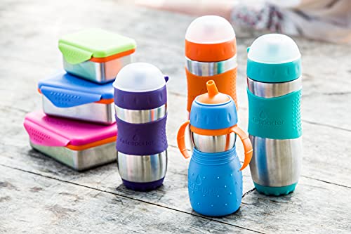Kid Basix Dishwasher Safe Convertible Sippy or Straw 2 Stainless Steel Cup for Babies/Toddlers, Bpa Free, Blue, 7 x 4.5 x 7.5, 11 Oz