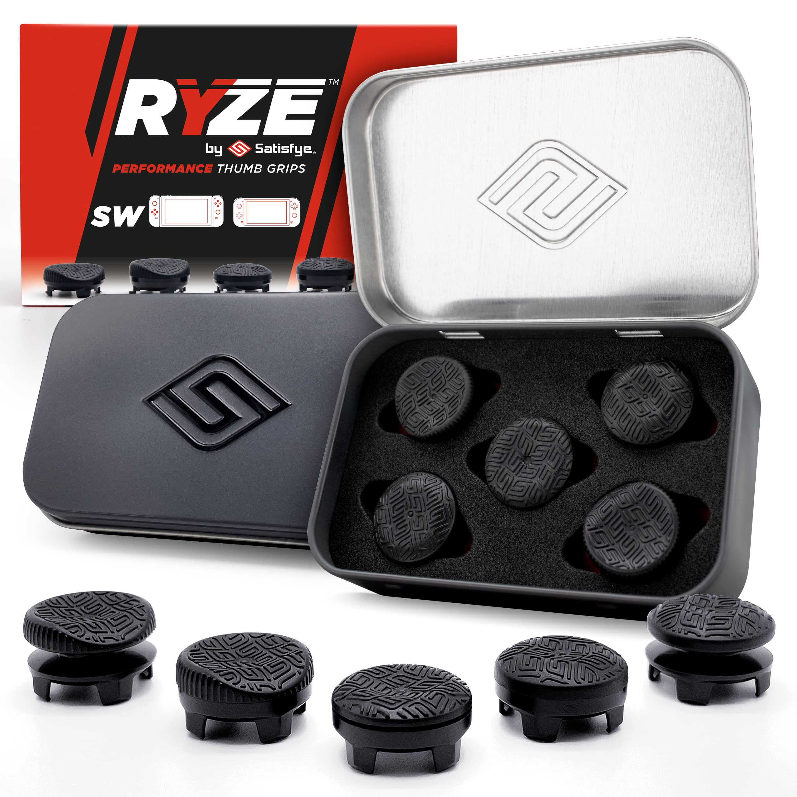 Ryze Pads for Nintendo Switch (5 Thumbsticks) - Comfort and Precision Thumb Pads, Gaming Accessories Compatible with Nintendo Switch, Switch OLED & Switch Lite
