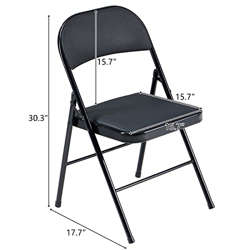 Karl home 6 Pack Black Folding Chairs with Padded Seats for Outdoor & Indoor, Portable Stackable Commercial Seat with Steel Frame for Events Office Wedding Party, 330lbs Capacity