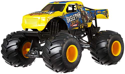 Hot Wheels Monster Trucks Skeleton Crew die-cast 1:24 Scale Vehicle with Giant Wheels for Kids Age 3 to 8 Years Old Great Gift Toy Trucks Large Scales