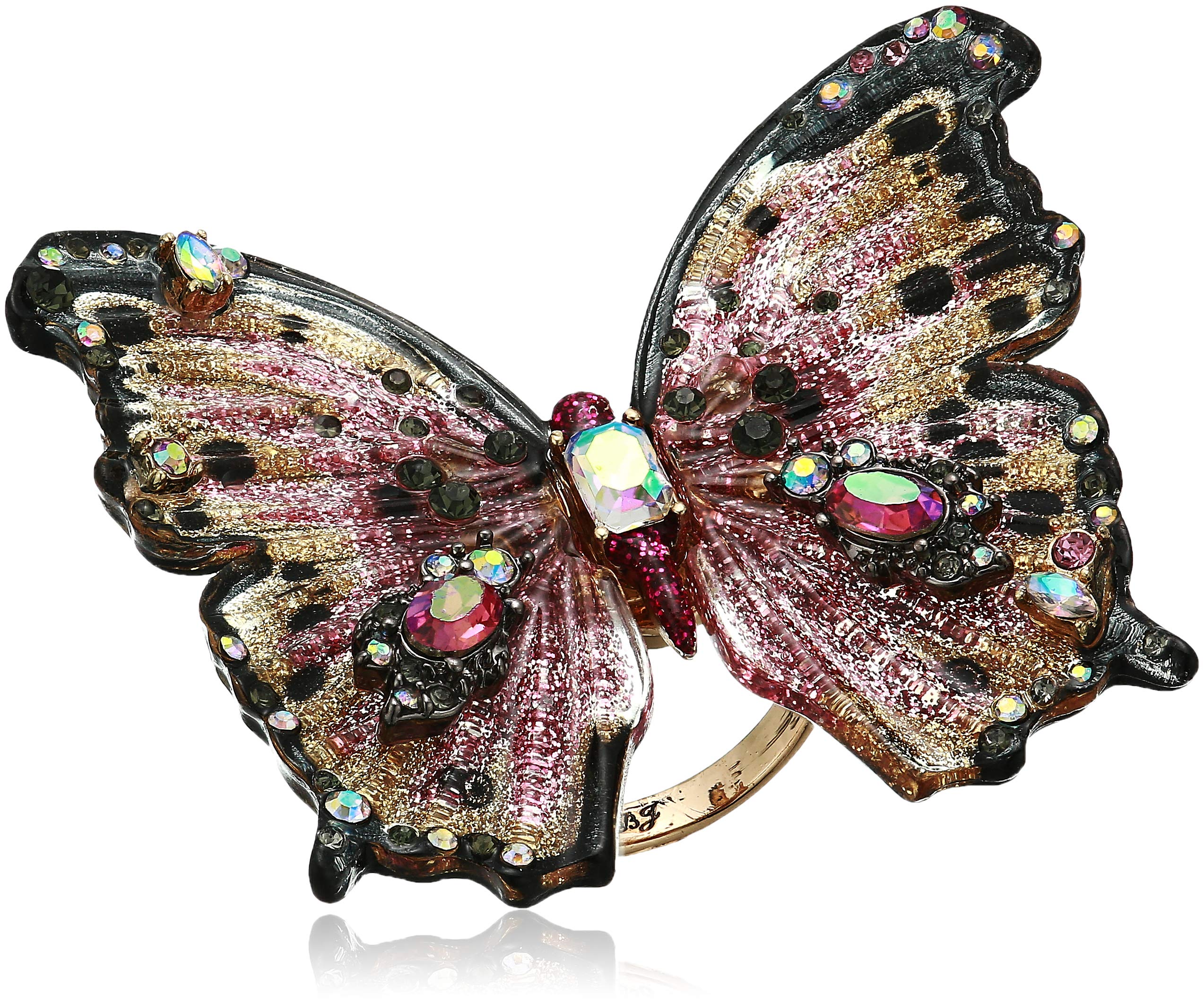 Betsey Johnson Pink & Gold Butterfly Ring