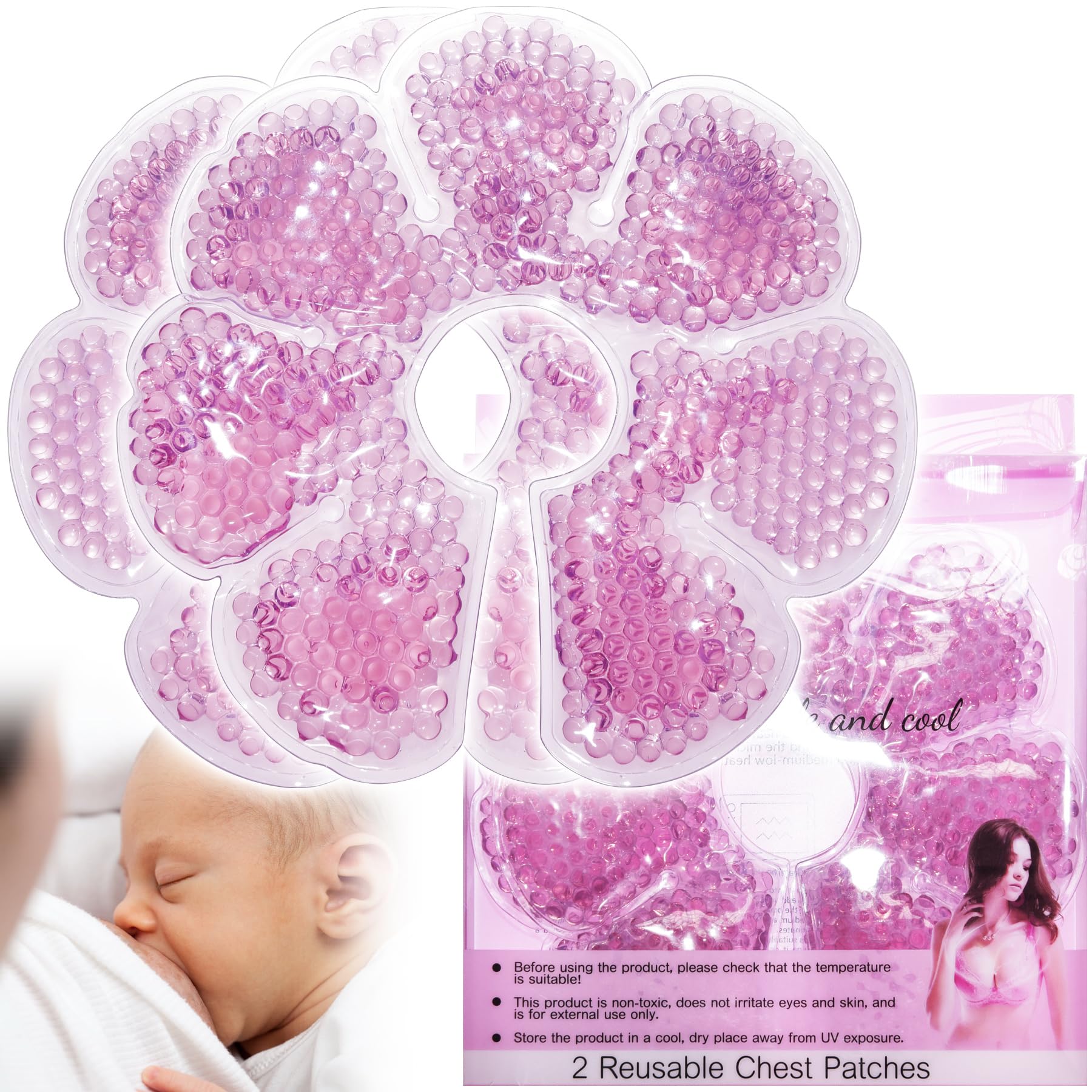 Breast Therapy Packs, Breast Ice Pack, Breast Pads for Breastfeeding, Hot and Cold Soothing Breast Gel Pad for Nursing Moms(2 Pack)