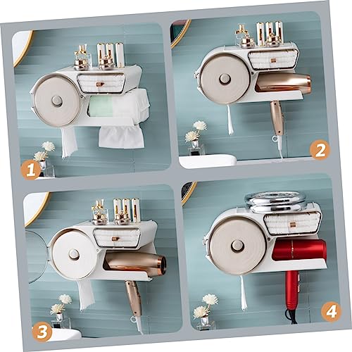 JOINPAYA Paper roll Toilet Paper Case Plastic Tissue Holder Wall Mount Paper Towel Holder Paper Towel Holder White Tissue Dispenser Wall Toilet Bathroom The Hips Wall-Mounted roll Holder