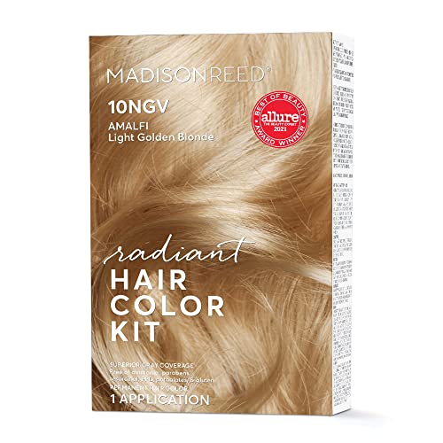 Madison Reed Radiant Hair Color Kit, Light Golden Blonde for Superior Gray Coverage, Ammonia-Free, 10NGV Amalfi Blonde, Permanent Hair Dye, Pack of 1