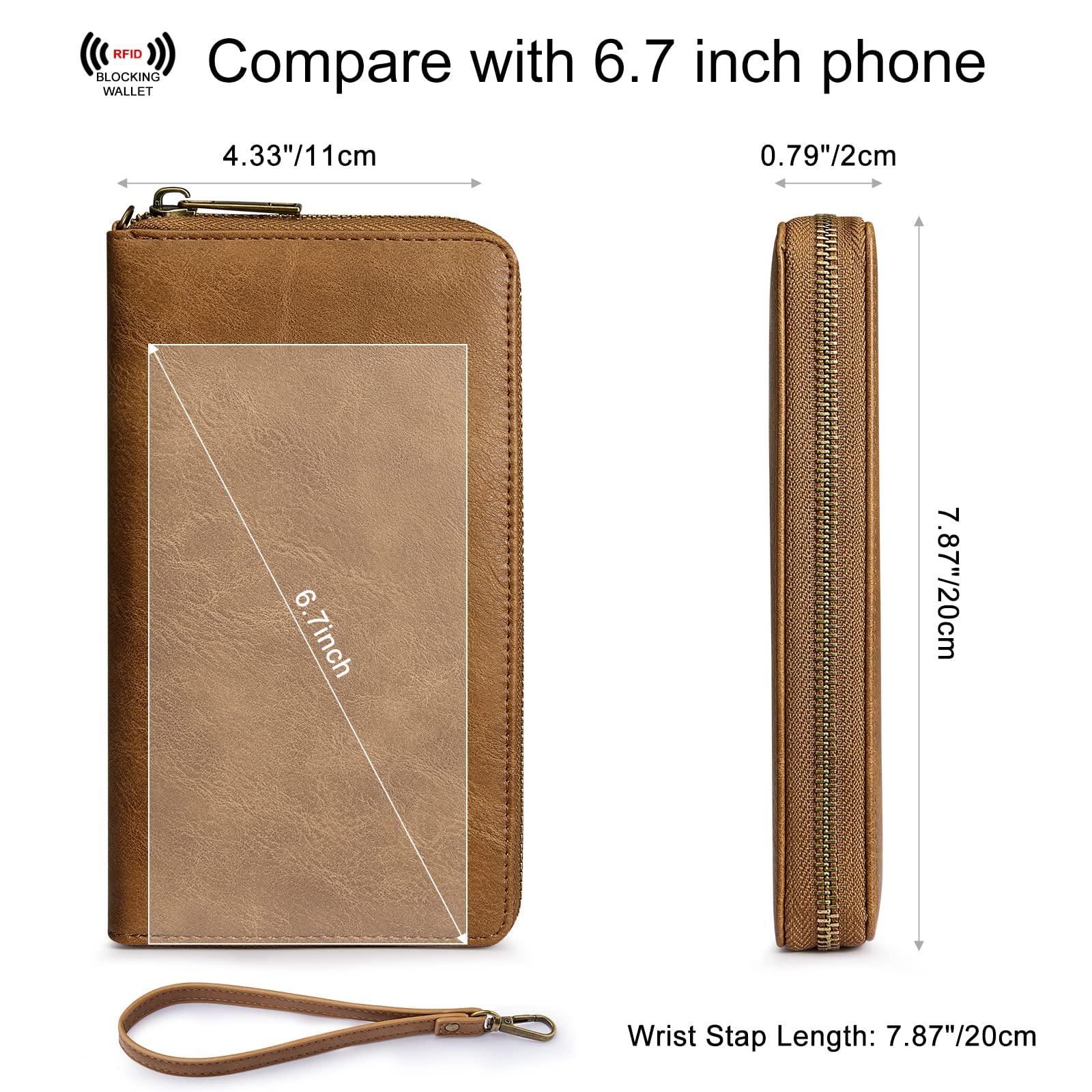 S-ZONE Wristlet Wallet for Women RFID Blocking Credit Card Holder Faux Leather Phone Wallet Purse Clutch