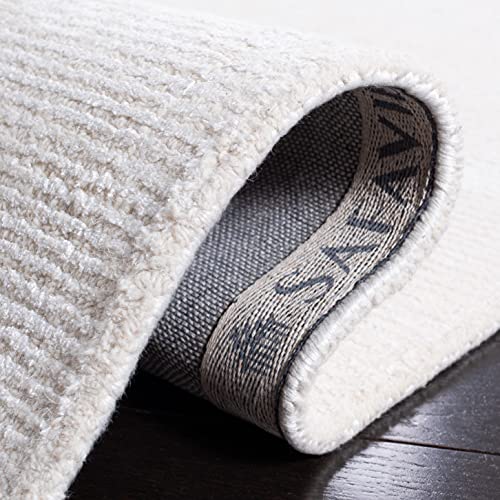 SAFAVIEH Himalaya Collection Area Rug - 9' x 12', Ivory, Handmade Solid Wool & Viscose, Ideal for High Traffic Areas in Living Room, Bedroom (HIM152A)