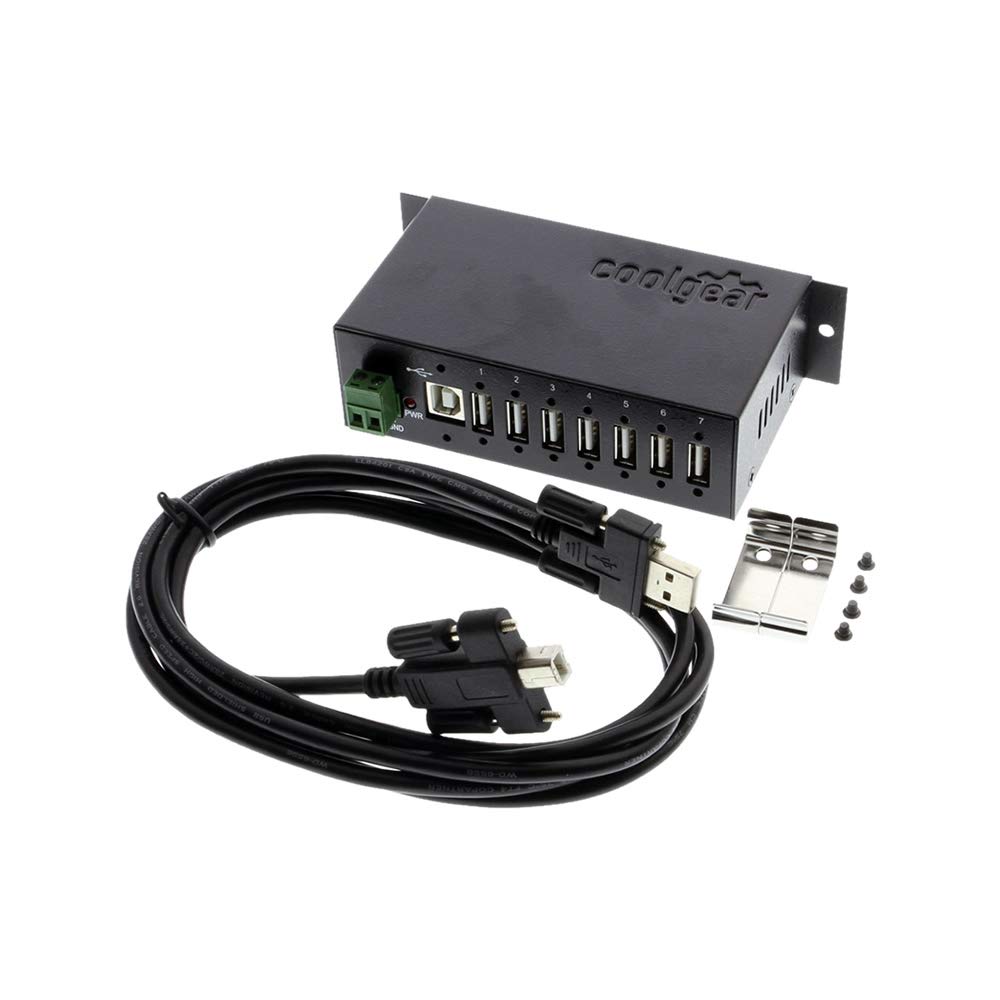 USB 2.0 7-Port Hub with DIN Rail Mounting - Metal Chassis Japan NEC Chip