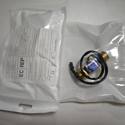 DIGITEN G1/2" Male Thread Brass Water Flow Sensor, Hall Effect Sensor Flow Meter Flowmeter Counter 1-25L/min