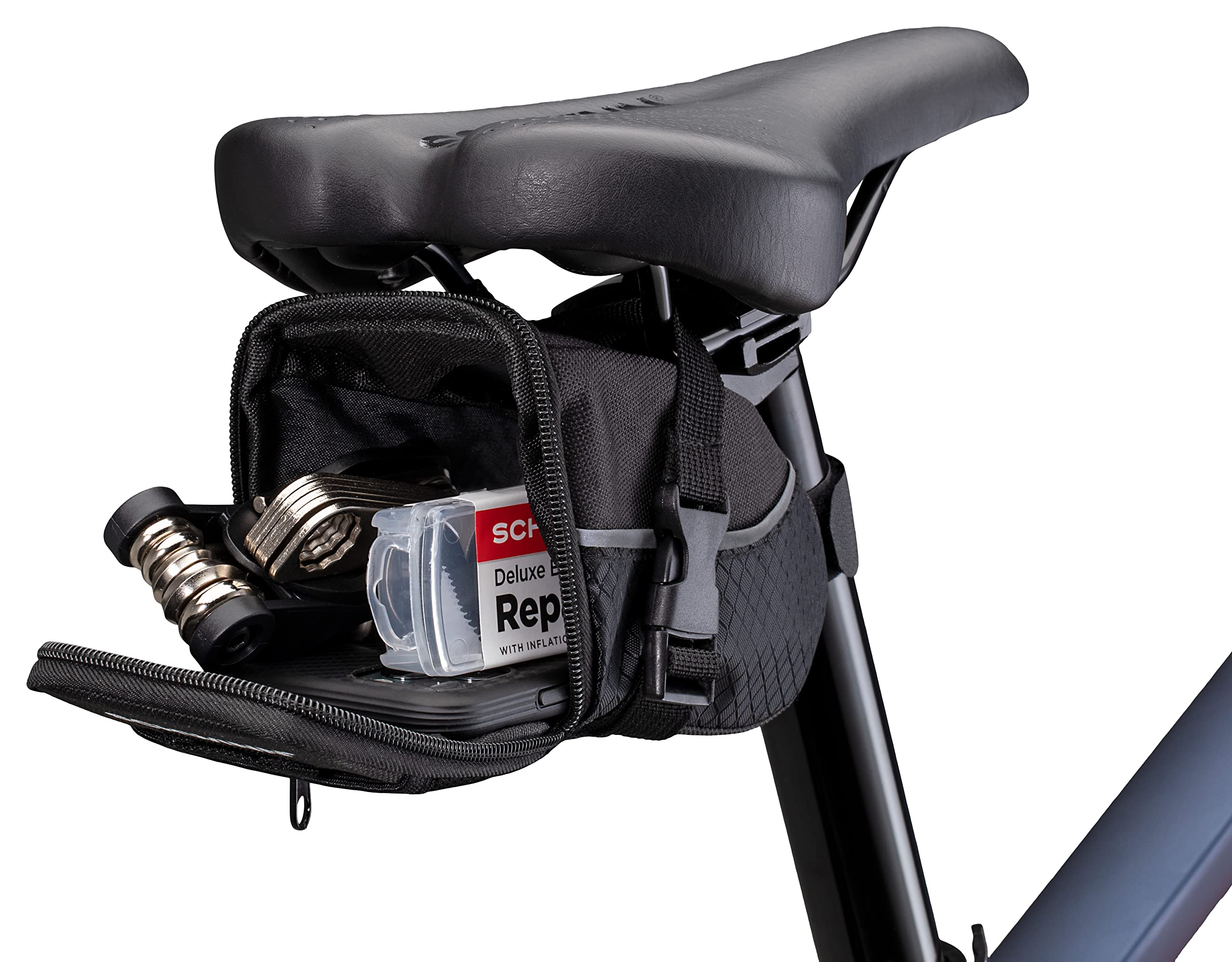Schwinn Bike Bag, Pannier and Storage, Easy to Attach, Hold Cell Phones, Snacks, Wallet, Mounted Bicycle Accessories Seat Pack, Black