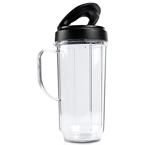 Beaquicy 22 OZ Tall Mug Cup with Flip Top - Replacement Part for 250W Blender Juicer - Suitable for Magic-Bullet Blenders MB1001 MBR-1701