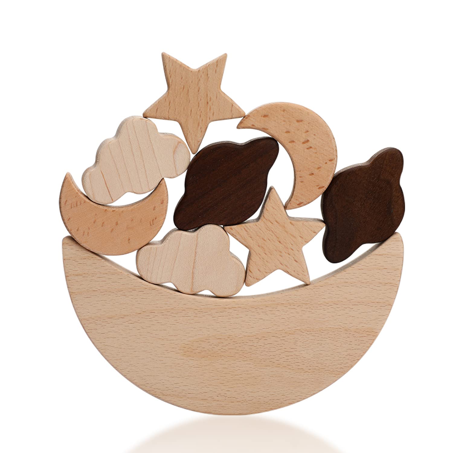 Youuys Baby Stacking Wooden Toys for Toddlers Balance Natural Wood Stacking Teether Block Montessori Toys for Fine Motor Skills for Infant Boys Girls Gifts