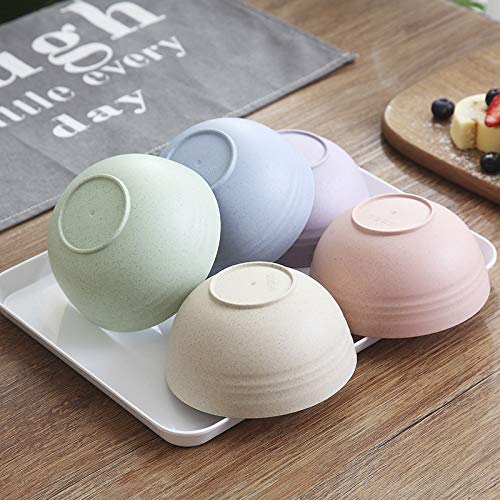 BUBERO Small Kids Bowls Set of 5, Plastic Bowls Reusable Wheat Straw Cereal Bowls for Snack, Side Dishes, Microwave Safe Mini Bowls