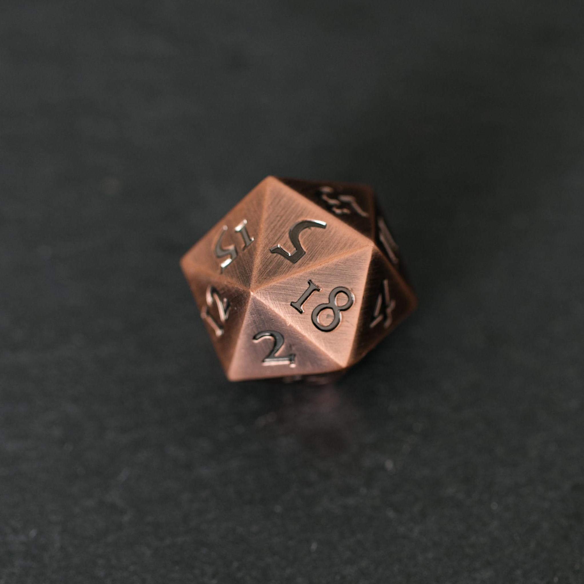KakapopoTCG Extra Large Solid Metal Antique Bronze Copper D20 Dice 20 face Extra Heavy DND Standard Dice DnD5e TTRPG Tabletop RPG Bronze D20 Dice
