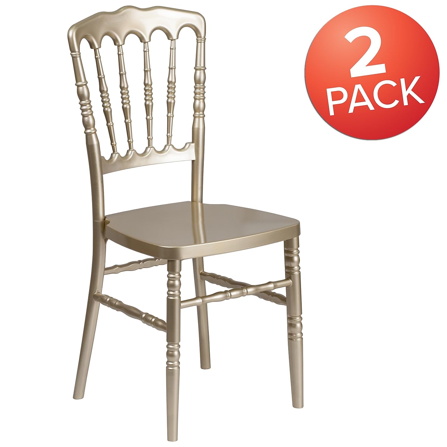 Flash Furniture 2 Pack HERCULES Series Gold Resin Stacking Napoleon Chair