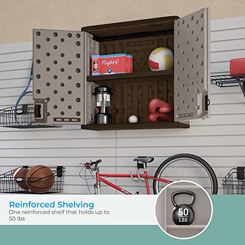 Suncast BMC3000 Cabinet-Resin Construction for Wall Mounted Garage Storage, 30.25" Organizer, Silver/Platinum