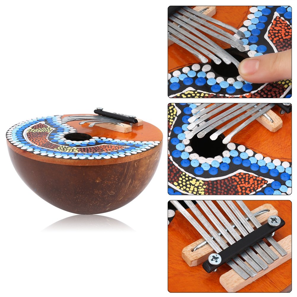 Kalimba Thumb Piano 7 Keys, Portable Mbira Finger Piano Musical Instrument Gifts for Kids and Adults Beginners