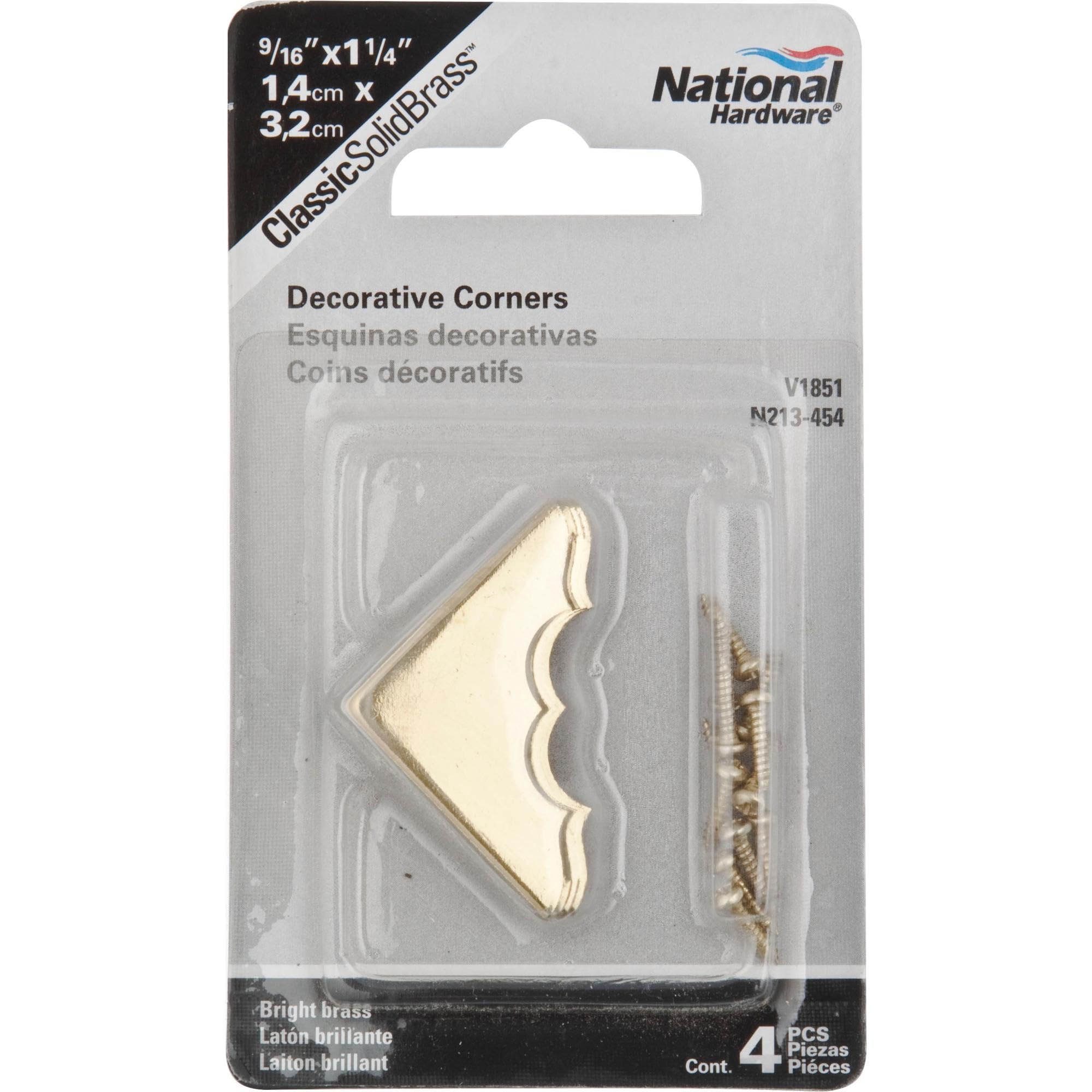 NATIONAL/SPECTRUM BRANDS HHI N213-454 9/16 Bright Brass Corner, 4-Pack