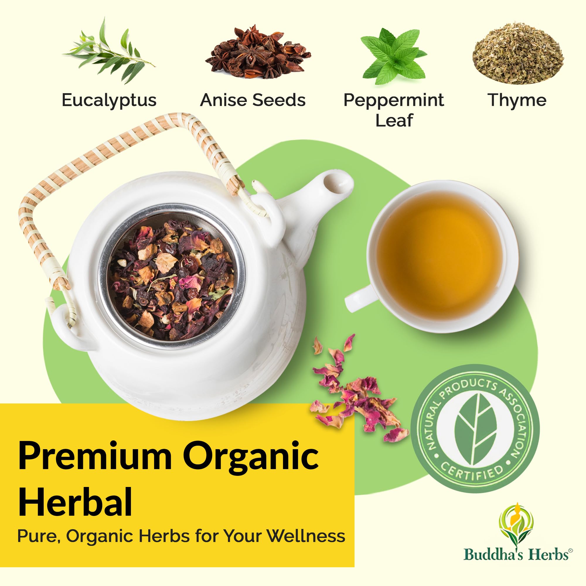 Buddha's Herbs Premium Breathe Relax Tea with Eucalyptus, 44 Tea Bags (Pack of 2)