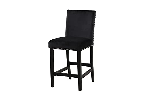 ERDAYE 5 Pcs 5-Piece Counter Height Set with One Faux Marble Table and Four Velvet Upholstered-Seat Chairs for Home Kitchen Dining Room Furniture Breakfast, Lunch and Dinner, Black