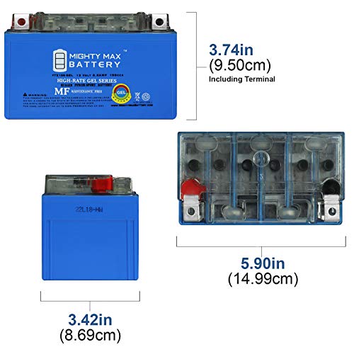 Mighty Max Battery YTZ10SGEL -12 Volt 8.6 AH, GEL Type, 190 CCA, Rechargeable Maintenance Free SLA AGM Motorcycle Battery (1 Pack)