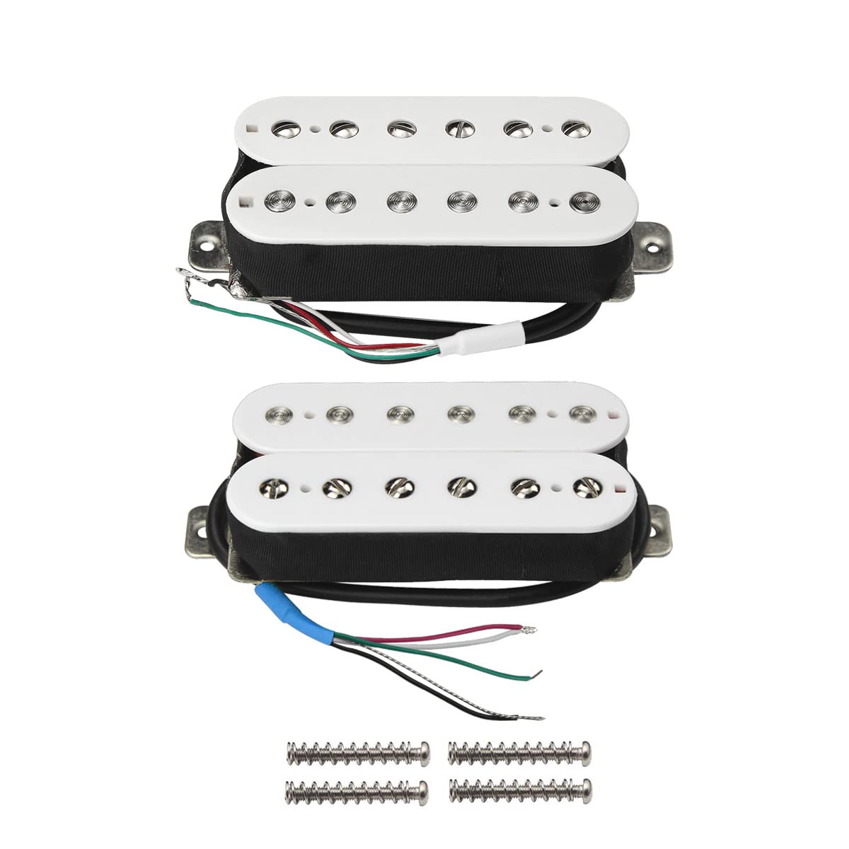 FLEOR Alnico 5 Guitar Pickup Double Coil Humbucker Pickups Neck and Bridge Set White