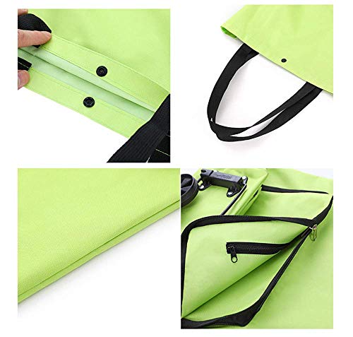 Foldable Shopping Cart Folding Shopping Bag Portable Hand-held Collapsible Sundries Bag Wheeled Folding Shopping Cart Collapsible Food bag With Wheels, Green