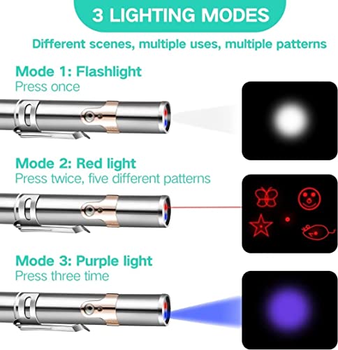 HEYPOMAX Cat Laser Toy, Cat Toys for Indoor, Laser Pointer Cat Toy, Laser Pointer for Cat and Dogs Chase Play, Keep Cat Busy Burning Fatus, USB Charging, 5 Switchable Patterns