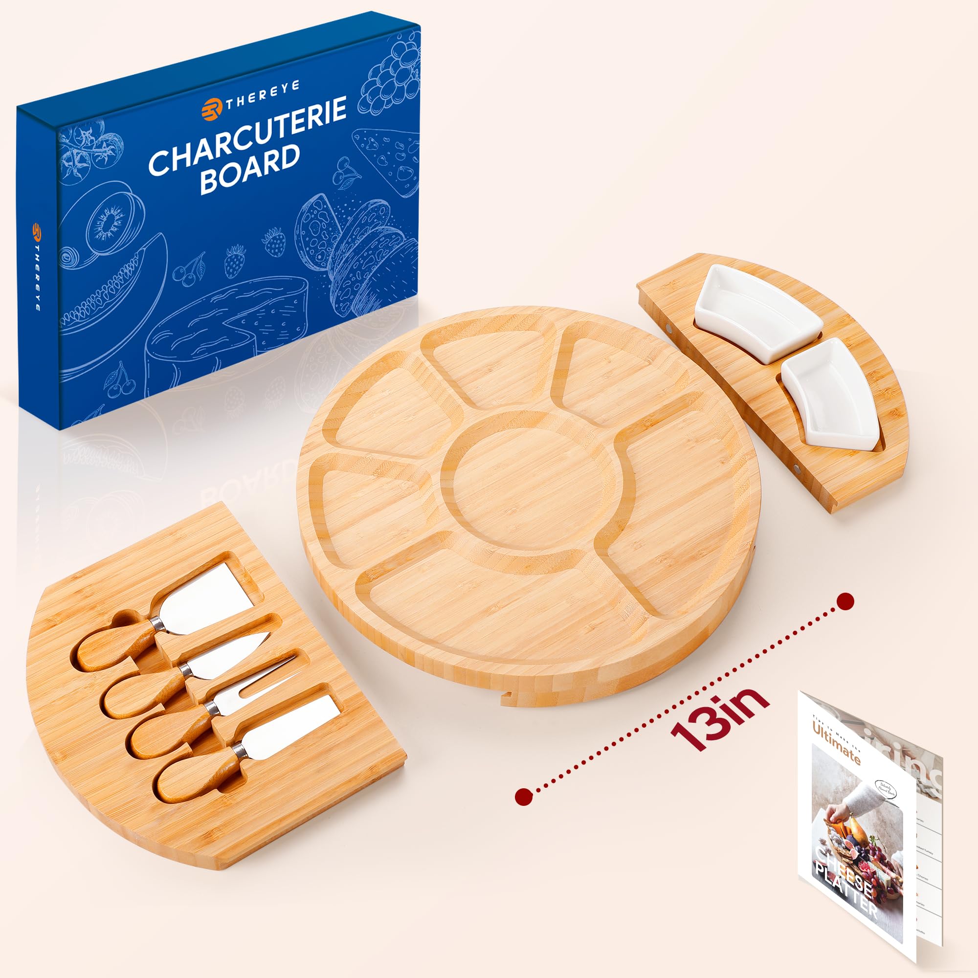 Charcuterie Boards, Thereye Cheese Board with Knife Set, Bamboo Charcuterie Board Set-ππ‘ππ§π€π¬π π’π―π’π§π ππ’ππ, ππ‘π«π’π¬ππ¦ππ¬ ππ’ππ, Housewarming Gift, Wedding Gift