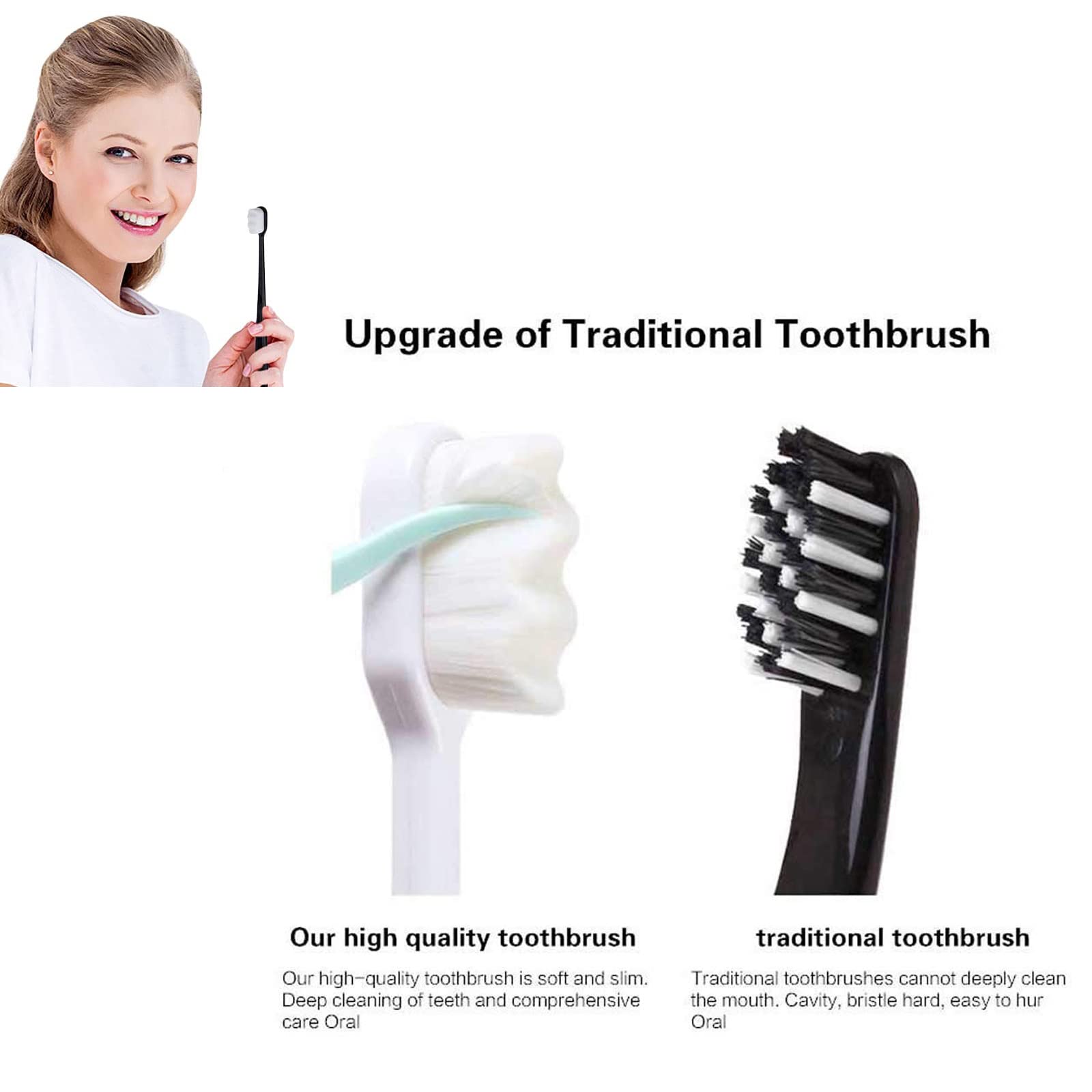 BREVI Nordic-Inspired Premium Nano Toothbrush, Extra Soft Toothbrush with 20000 Soft Bristles, Ultra-fine Soft Toothbrush for Sensitive Gums and Teeth (2PCSpink+Green-Wave)