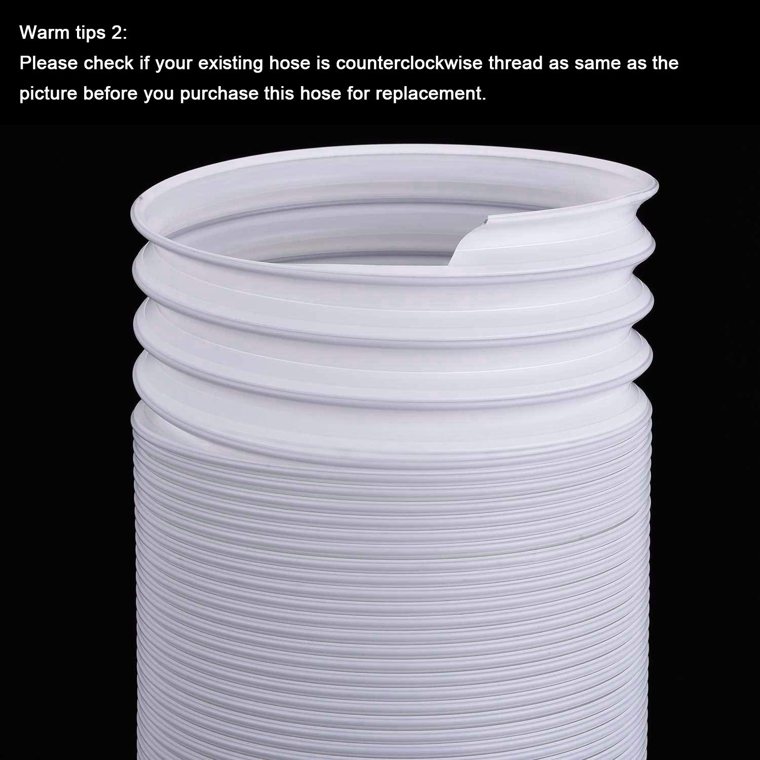 Hotop Air Conditioner Exhaust Hose, 5.9 Inches Diameter and 59 Inches Length Exhaust Vent Hose with Counterclockwise Thread Compatible with Portable Air Conditioner