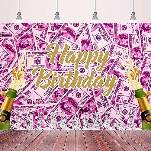 BECKTEN Money Birthday Party Banner Backdrop, Polyester, Multicolor, 70.9in * 47.2in, Perfect for Wedding, Birthday, Bridal Shower, Bachelorette Party