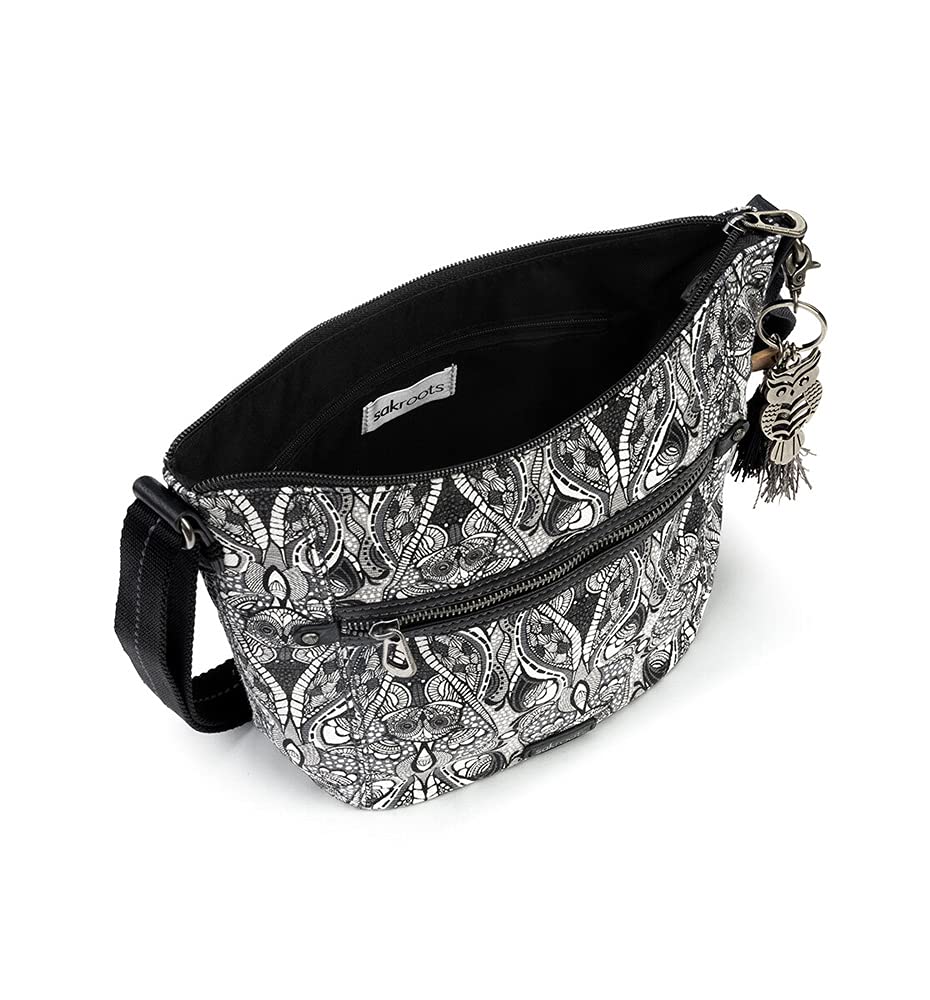 Sakroots Sequoia Small Crossbody, Black/White Soulful Desert