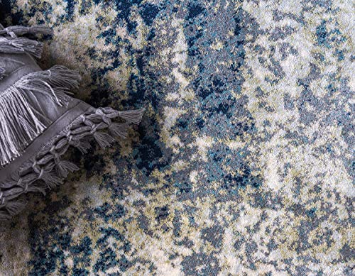 Unique Loom Mystic Collection Area Rug - Seine (2'x 6' Runner, Navy Blue/ Beige)